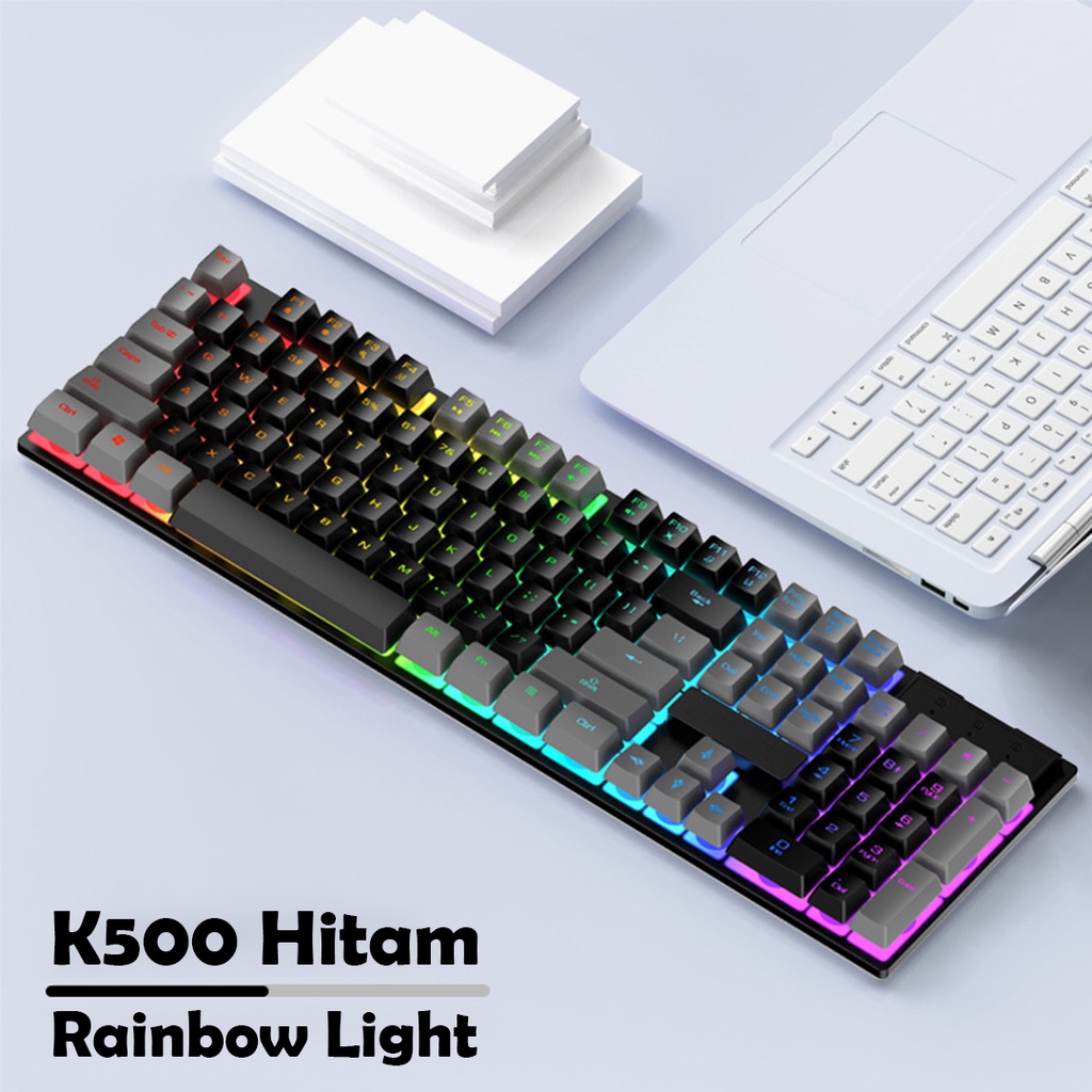 Jual Keyboard Gaming Semi Mechanical RGB K500 Murah | Shopee Indonesia