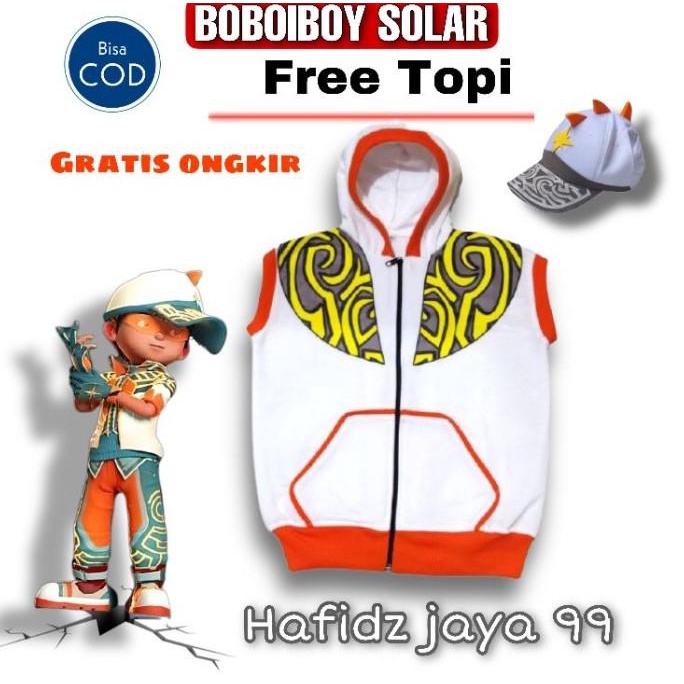 Jual Baju Kostum Boboiboy Solar Set Rompi Topi Boboi Jaket Boboboi Anak ...