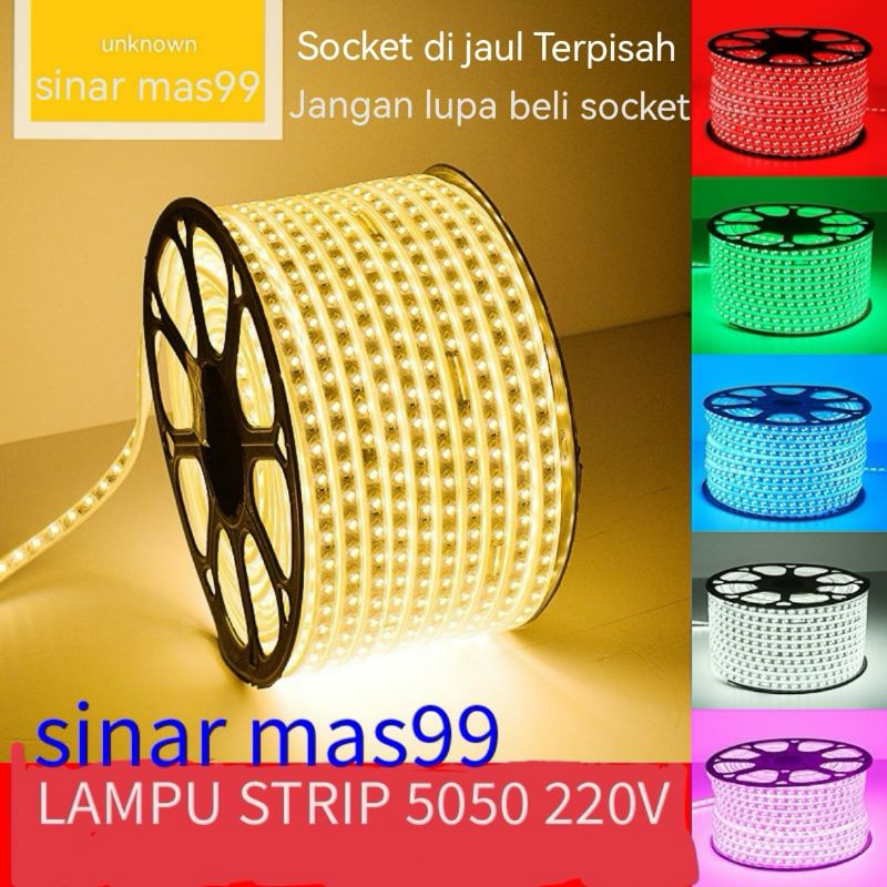 Jual LAMPU LED STRIP SELANG 5050 SMD AC-220V JUAL METERAN(1-100M) LAMPU ...