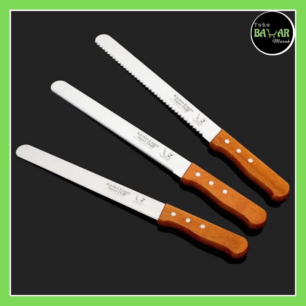 Jual Pisau Roti Gagang Kayu / Pisau Roti Bergerigi / Pisau Roti Tanpa ...