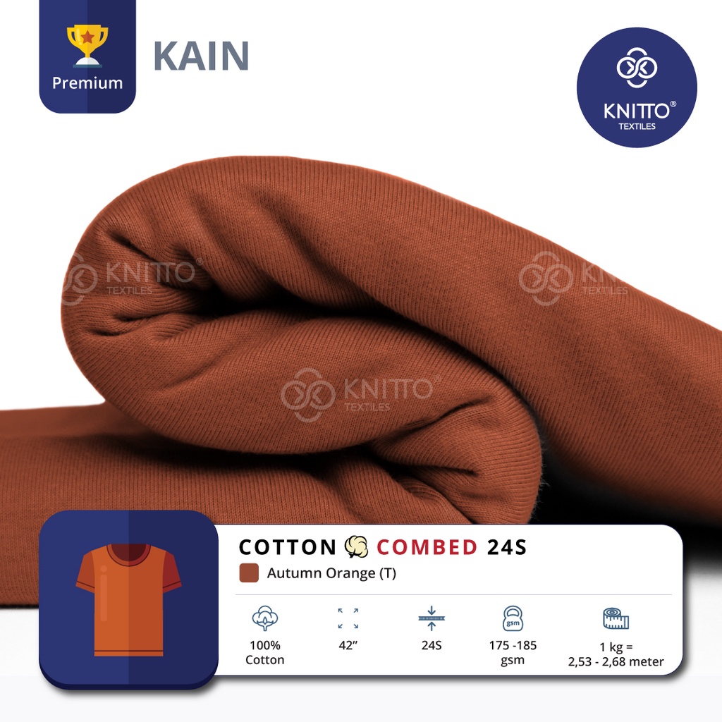 Jual KAIN KAOS COTTON COMBED 24S AUTUMN ORANGE ( BAHAN KAOS ) - KNITTO ...