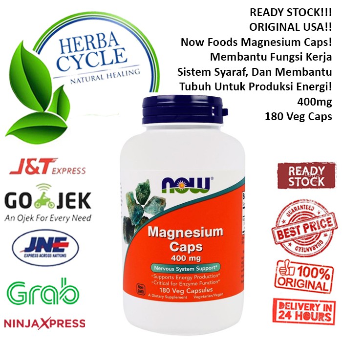 Jual Now Food Magnesium Caps 400 mg 180 Veg Now Magnesium Ori USA ...