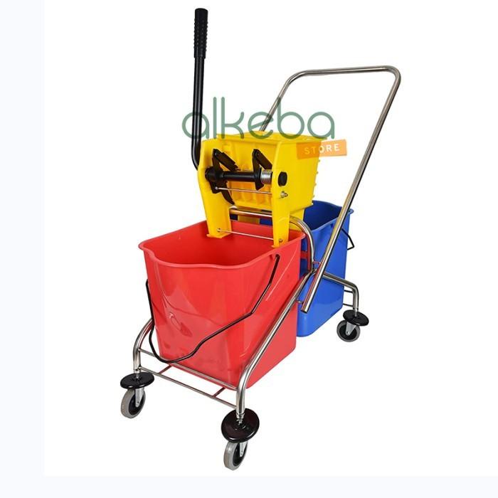 Jual Double Bucket Stainless 50 Liter Cleaning Service With Press Mop ...