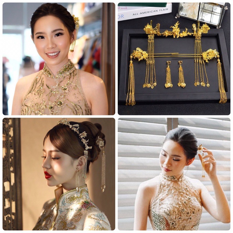 Jual Ji Yeon Chinese Headpiece set konde sangjit engagement gold emas ...