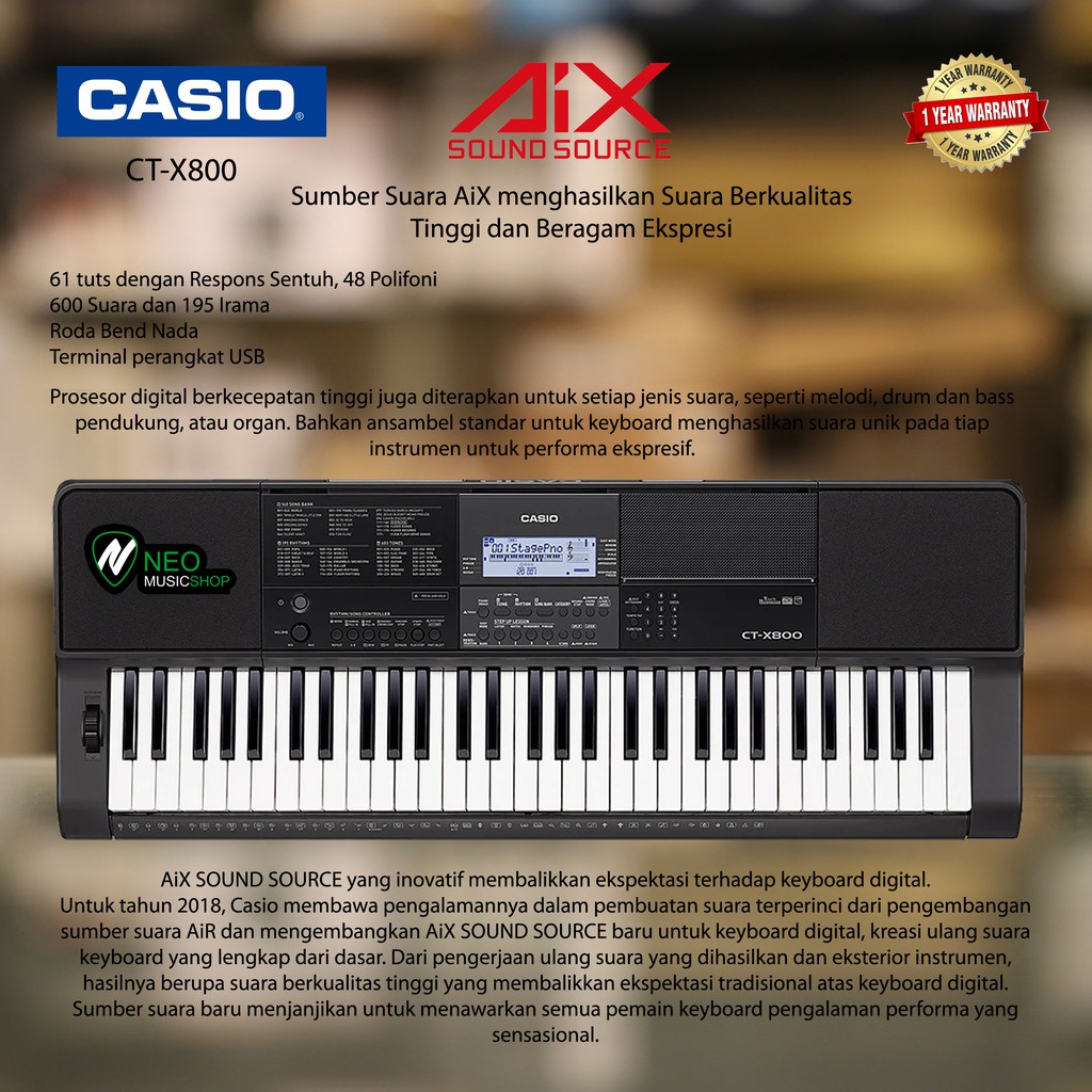 Jual CASIO CTX800 61-Key Keyboard with AiX Sound Engine | Shopee Indonesia