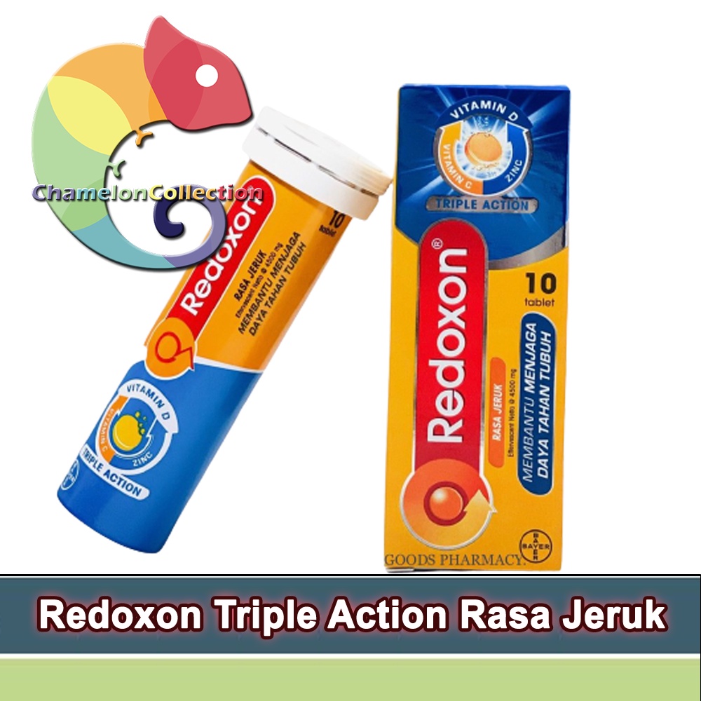 Jual Redoxon Triple Action Rasa Jeruk, Vitamin C, D & Zinc ( 10 Tablet ...