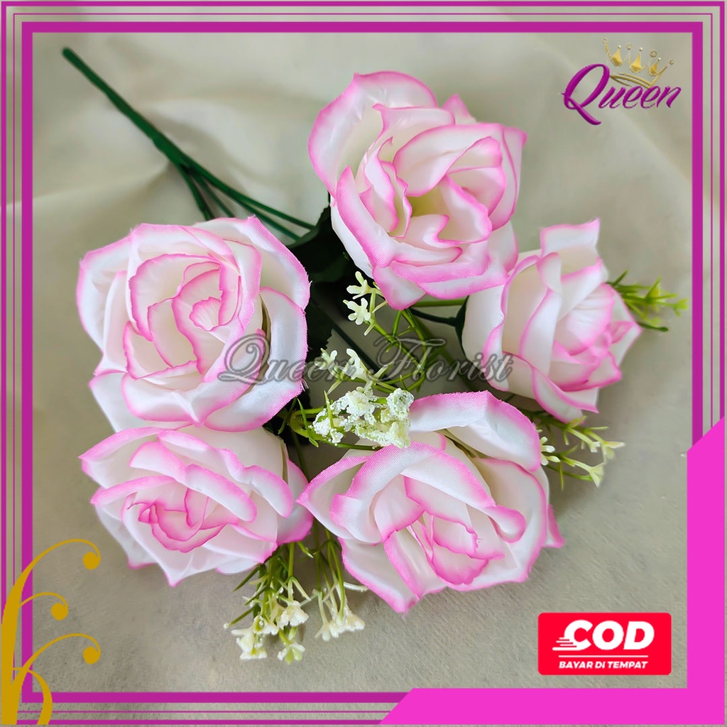 Jual Bunga Rose Tropis Termurah Cabang 5 Artificial Premium - Mawar ...