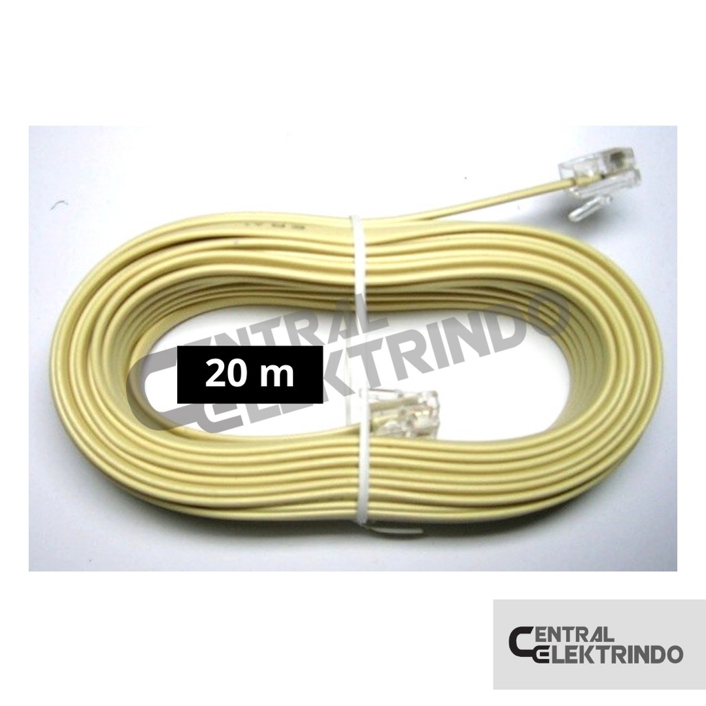Jual Kabel Telepon 20m Kabel Line Telpon 20 meter + Jack RJ 11 Warna ...