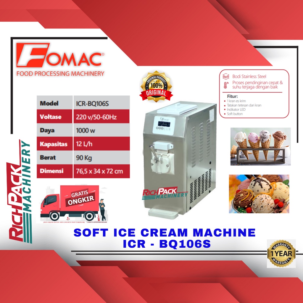 Jual Fomac ICR-BQ106S Soft Ice Cream Machine Mesin Pembuat Es Krim 1 ...