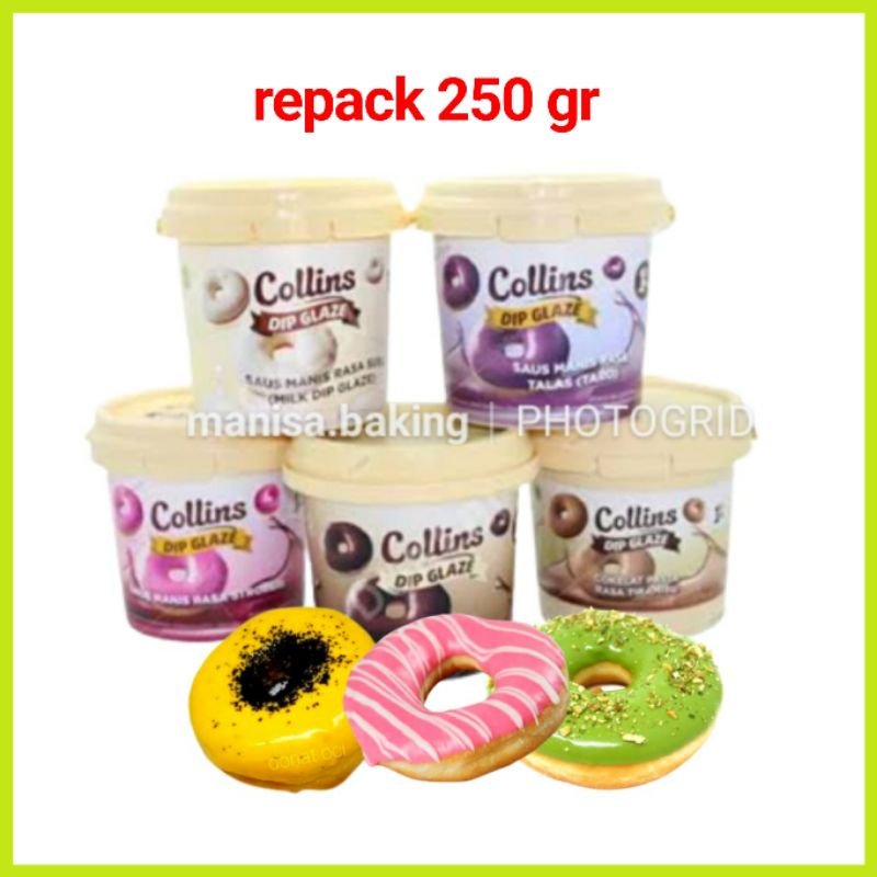 Jual COLLINS DIP GLAZE REPACK 250 GR TOPPING DONAT LUMER | Shopee Indonesia