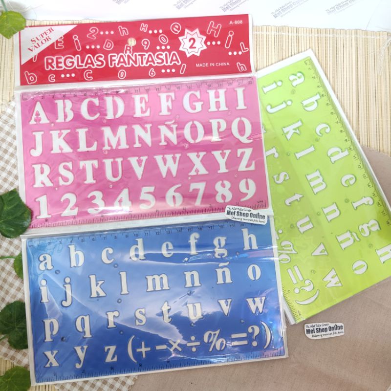 Jual Penggaris Abjad + Angka 22 cm 2 set Huruf Besar & Kecil | Shopee ...