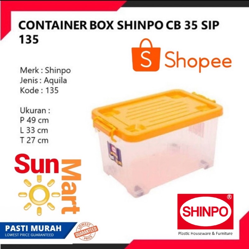 Jual SHINPO Box Penyimpanan Kontainer Plastik 35L Aquila Container Box ...