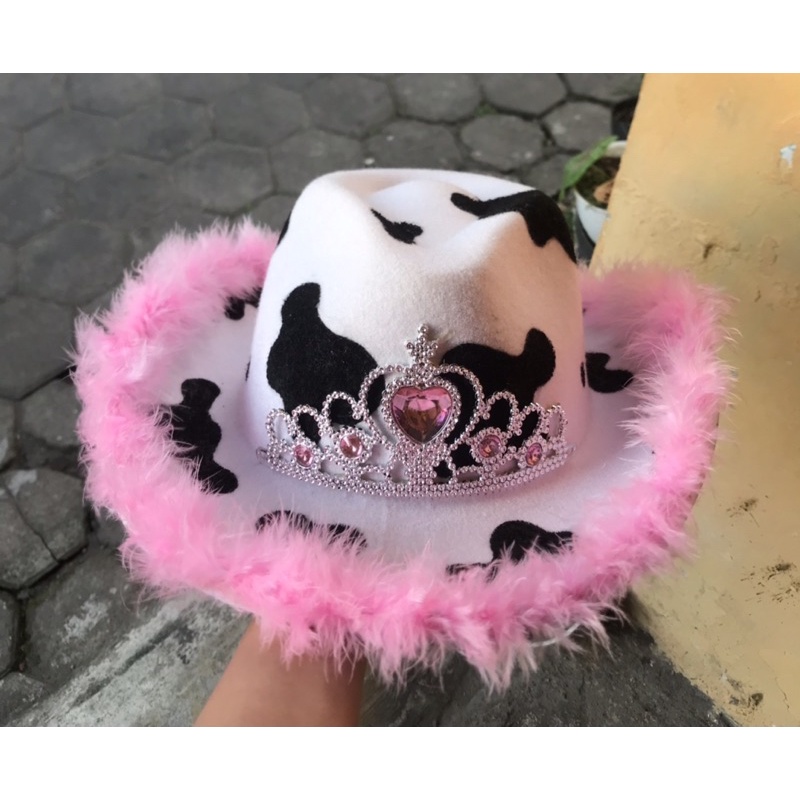 Jual COWGIRL COWBOY COW PRINT Y2K HAT [TERMURAH] | Shopee Indonesia