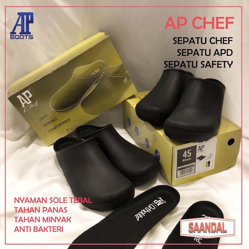 Jual Sepatu Chef Safety AP Boots Chef Hitam Dapur Tahan Pisau Karet ...