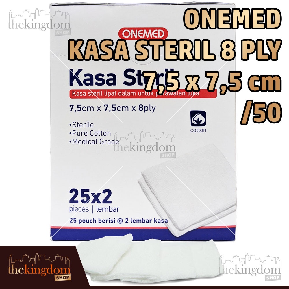 Jual Onemed Kasa Steril 7,5cm x 7,5cm x 8ply /25 P3K Pembalut Lipat Dalam Kain Perban | Shopee ...