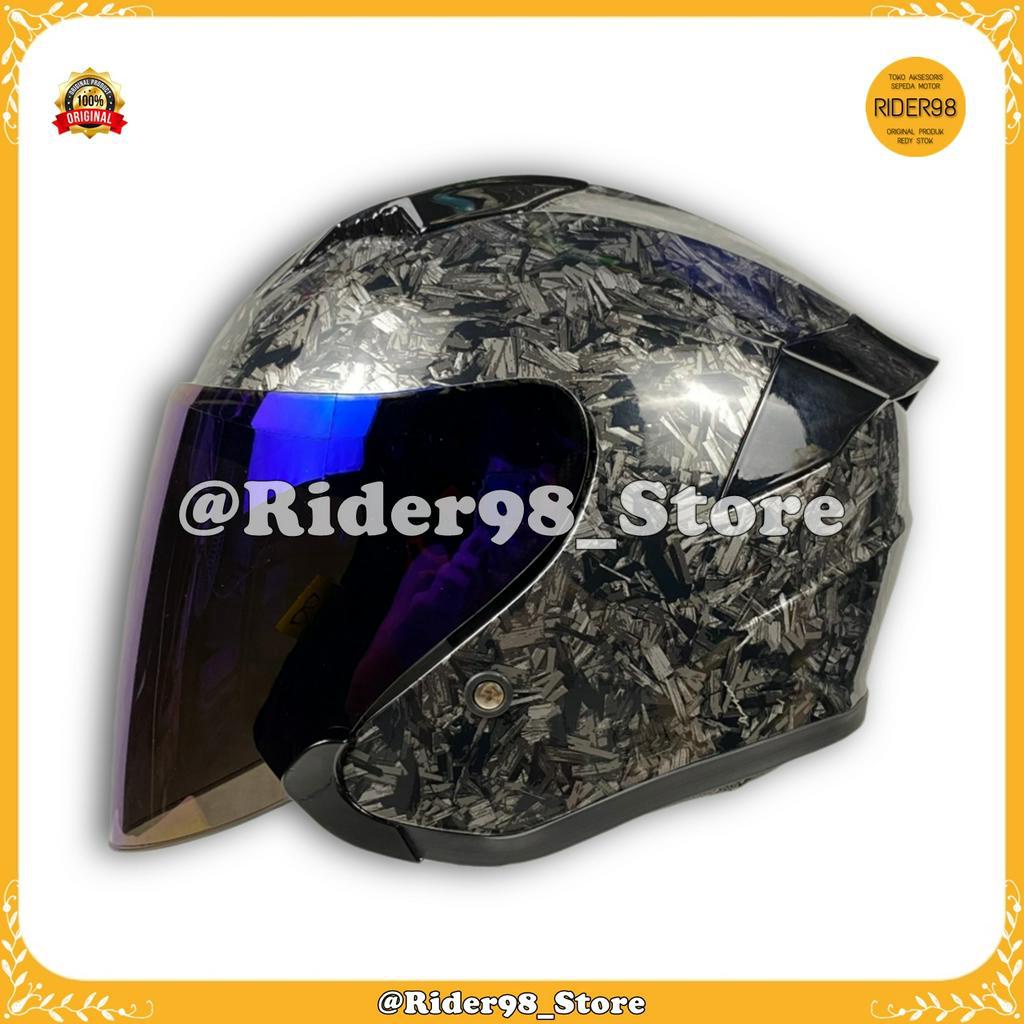 Jual Helmets Sepeda Motor Half Face Gift Sargon Carbone Forget Series ...