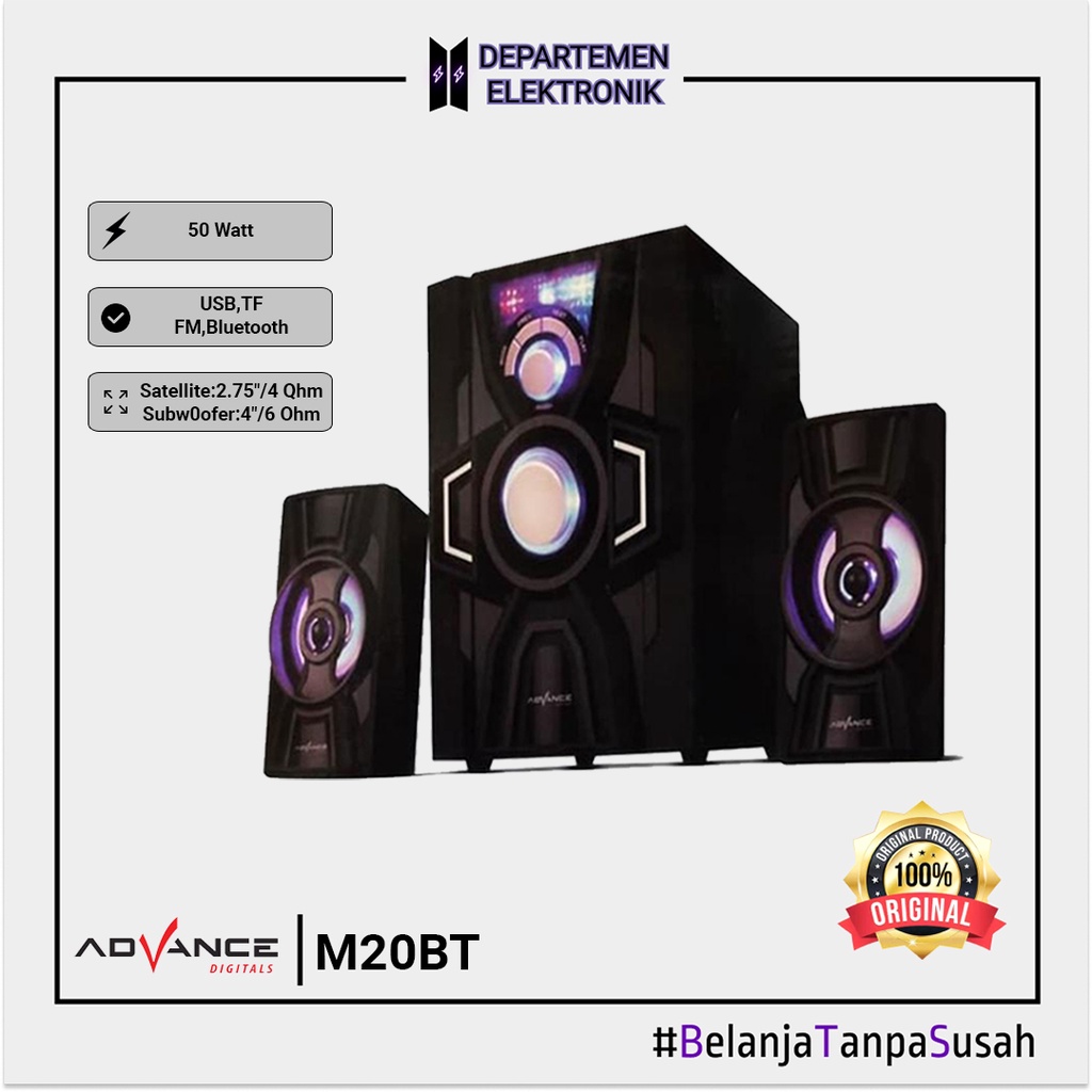 Jual Advance M 20 BT Speaker Bluetooth Subwoofer 2.1CH - Hitam - Hitam ...