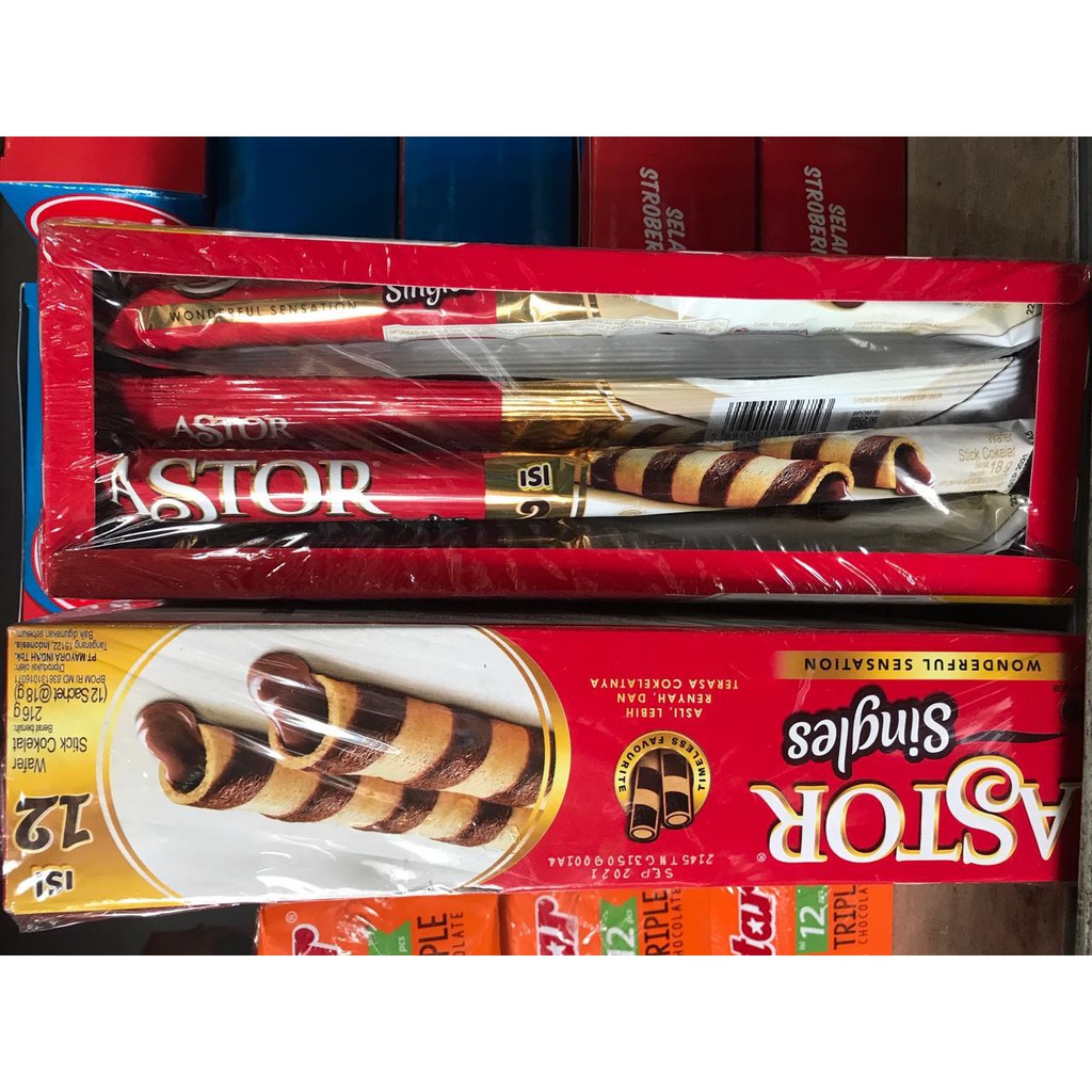 Jual Astor Wafer Stick Cokelat Roll Singles (isi 12 pcs) | Shopee Indonesia