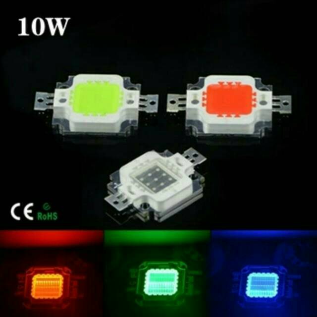 Jual LED CHIP 10 WATT HPL RGB,PUTIH,WARM, MERAH,BIRU,HIJAU | Shopee ...