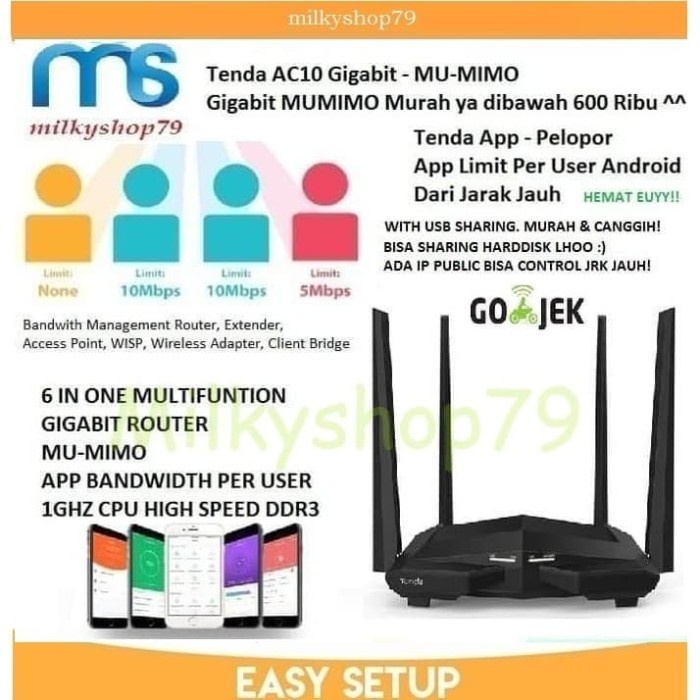 Jual TENDA AC10U - AC1200 MU-MIMO SMART DUAL-BAND GIGABIT MUMIMO TENDA AC10 | Shopee Indonesia