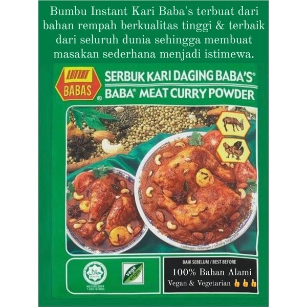 Jual 250G BUMBU KARI BABAS BABA'S MEAT CURRY POWDER SPICE BABA MALAYSIA ...