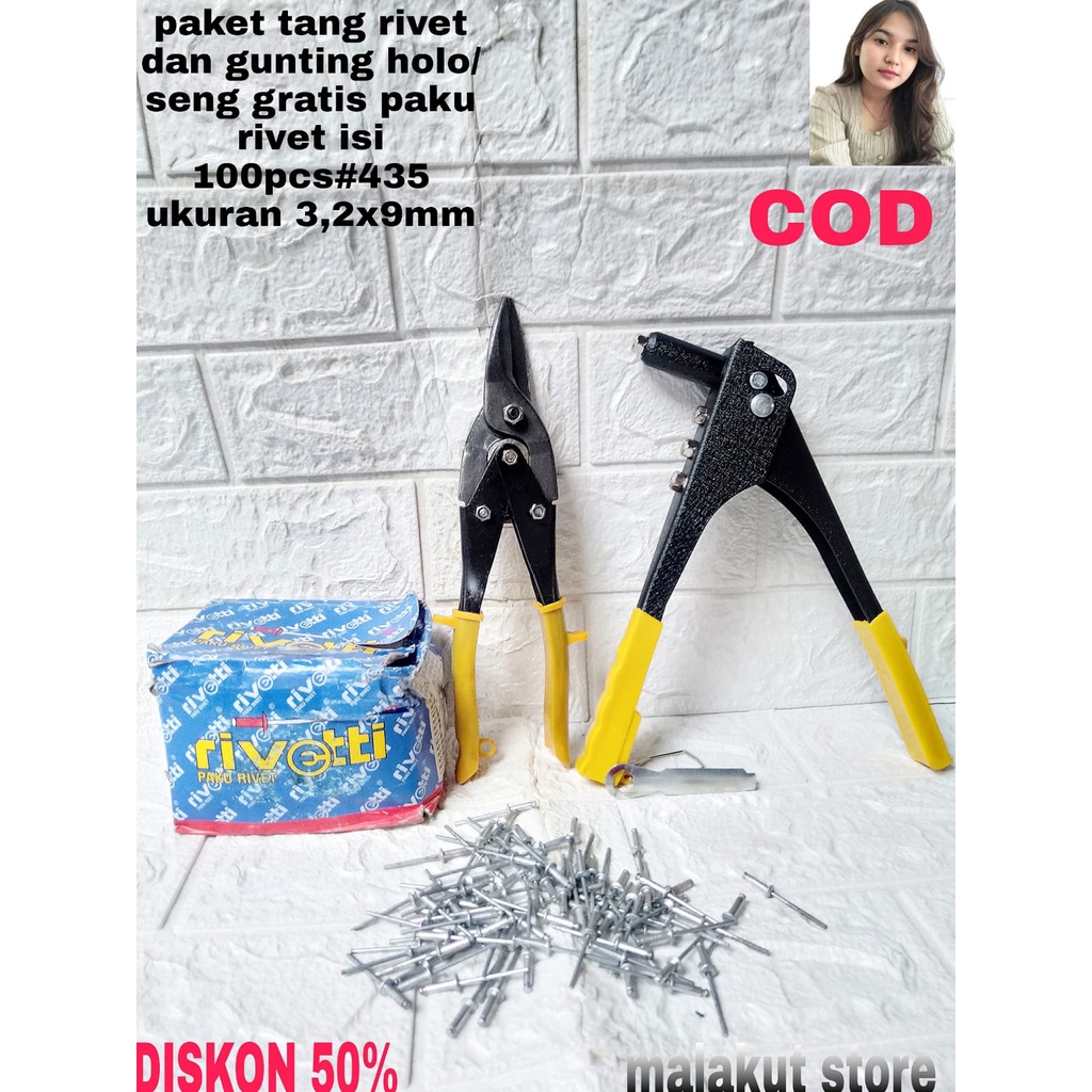 Jual paket tang rivet dan gunting baja ringan holo gratis paku rivet ...
