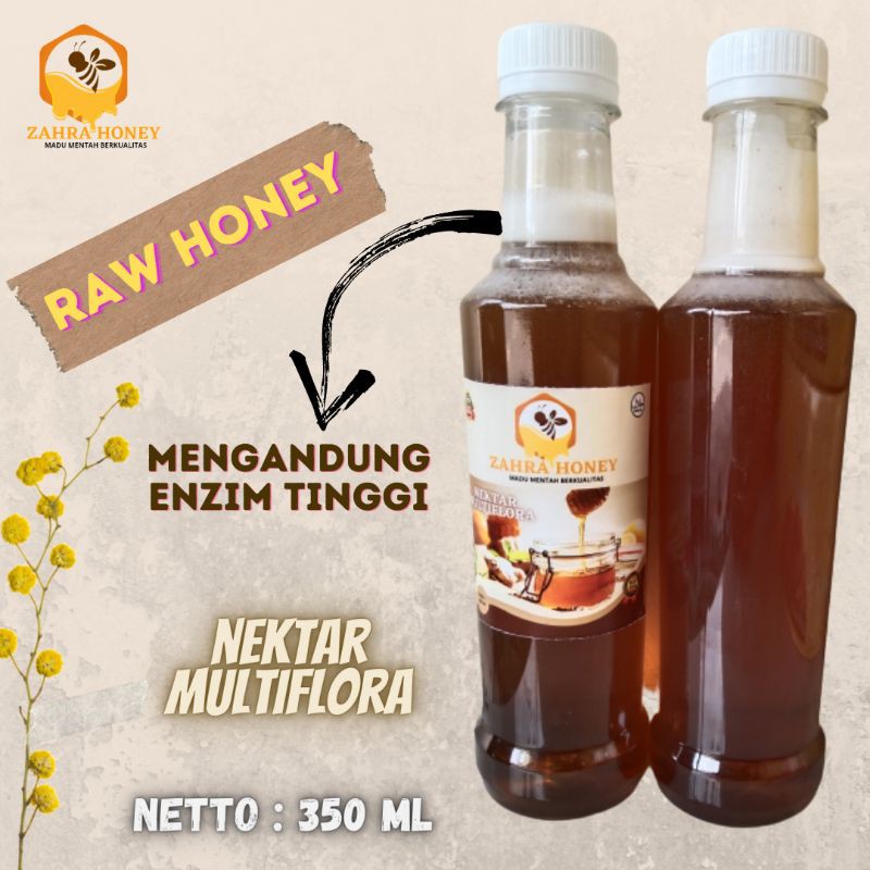Jual Madu Asli Multiflora kemasan Botol Marjan 350ml ll Raw Honey Madu ...