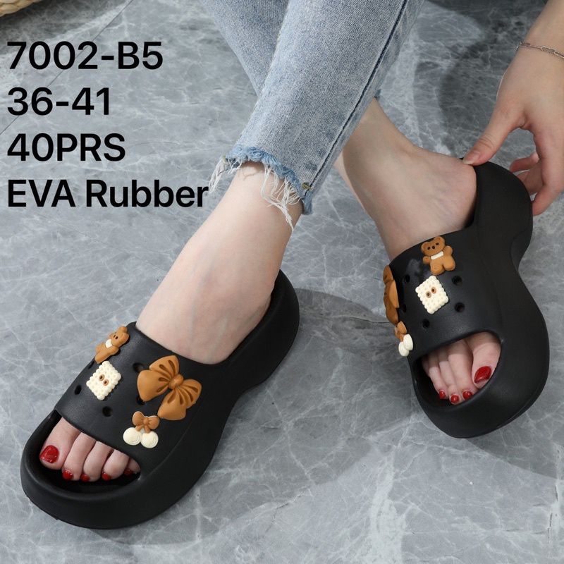 Jual SENDAL WEDGES SANDAL FUJI BALANCE JIBBITZ HITAM 7002-B5 EVA ...