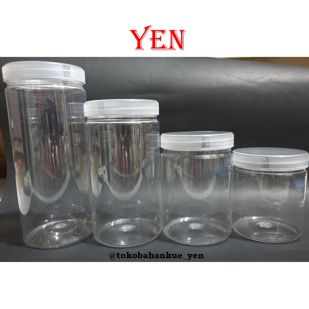 Jual Toples Tabung Cylinder Bening / Toples Kue Jar Plastik Tebal 300ml / 400ml / 600ml / 750ml ...