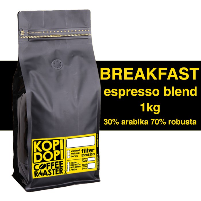 Jual Kopi Espresso Blend BREAKFAST 30:70 1 kg 1kg | Shopee Indonesia