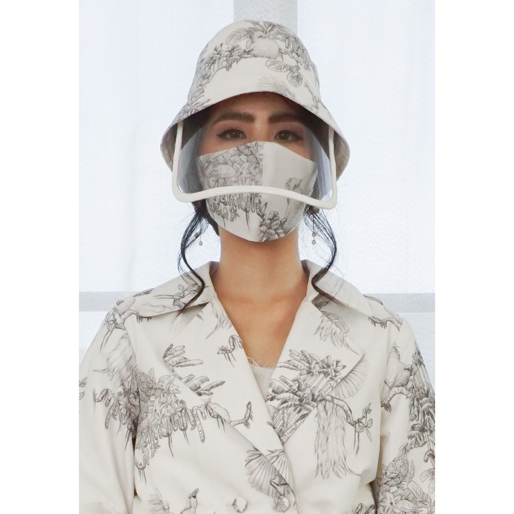 Jual ESYE - Skylar Toile Bucket Hat with Face Shield (Free Face Mask ...