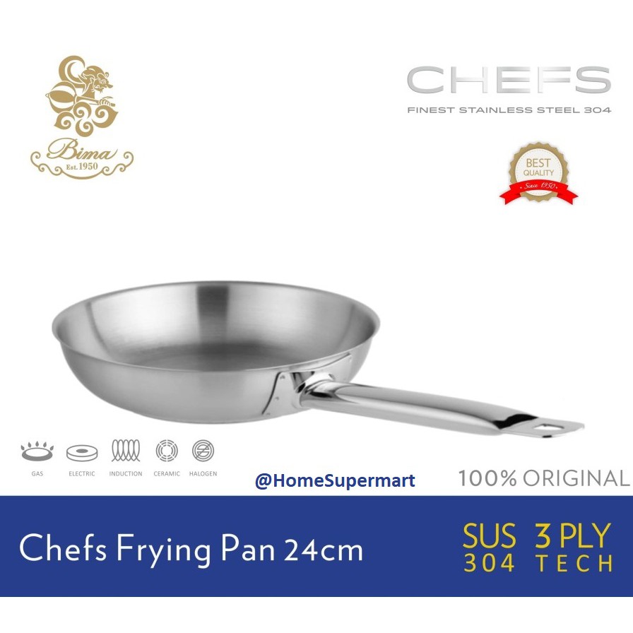 Jual Bima Chef Frying pan Stainless Frypan Stainless Steel Wajan Kuali Penggorengan SUS 304 ...