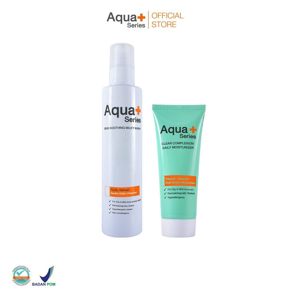 Jual Solusi Kulit Berminyak - Aqua+ Series Milky Wash + Clear ...