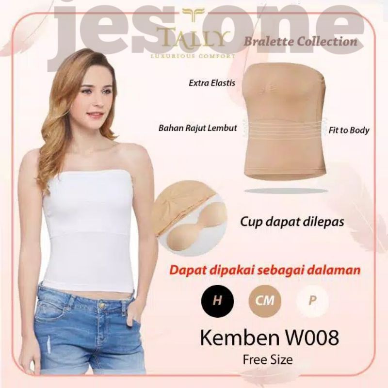 Jual TALLY W008 Bra Kemben Rajut Polos panjang ada Cup Busa tanpa kawat | Shopee Indonesia