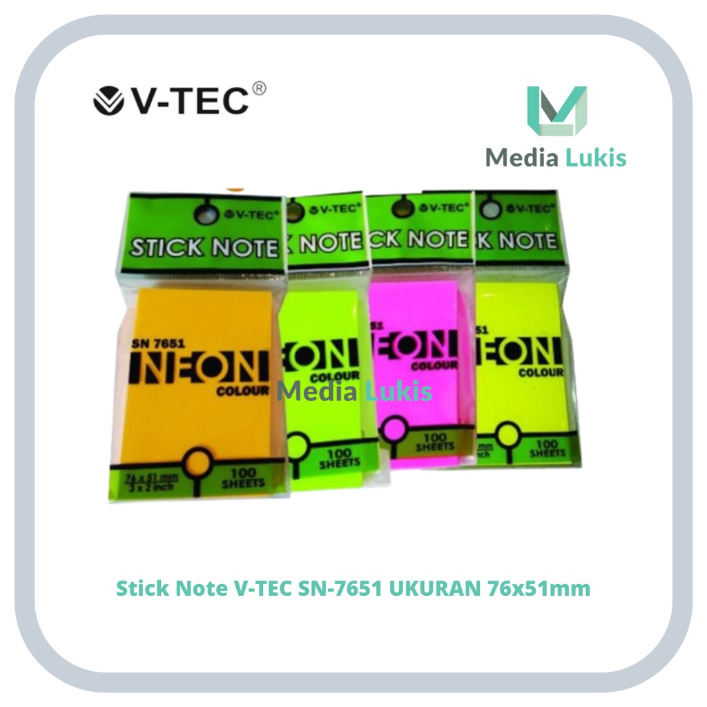 Jual Stick Note V-TEC SN-7651 UKURAN 76x51mm / sticky Note / Memo ...