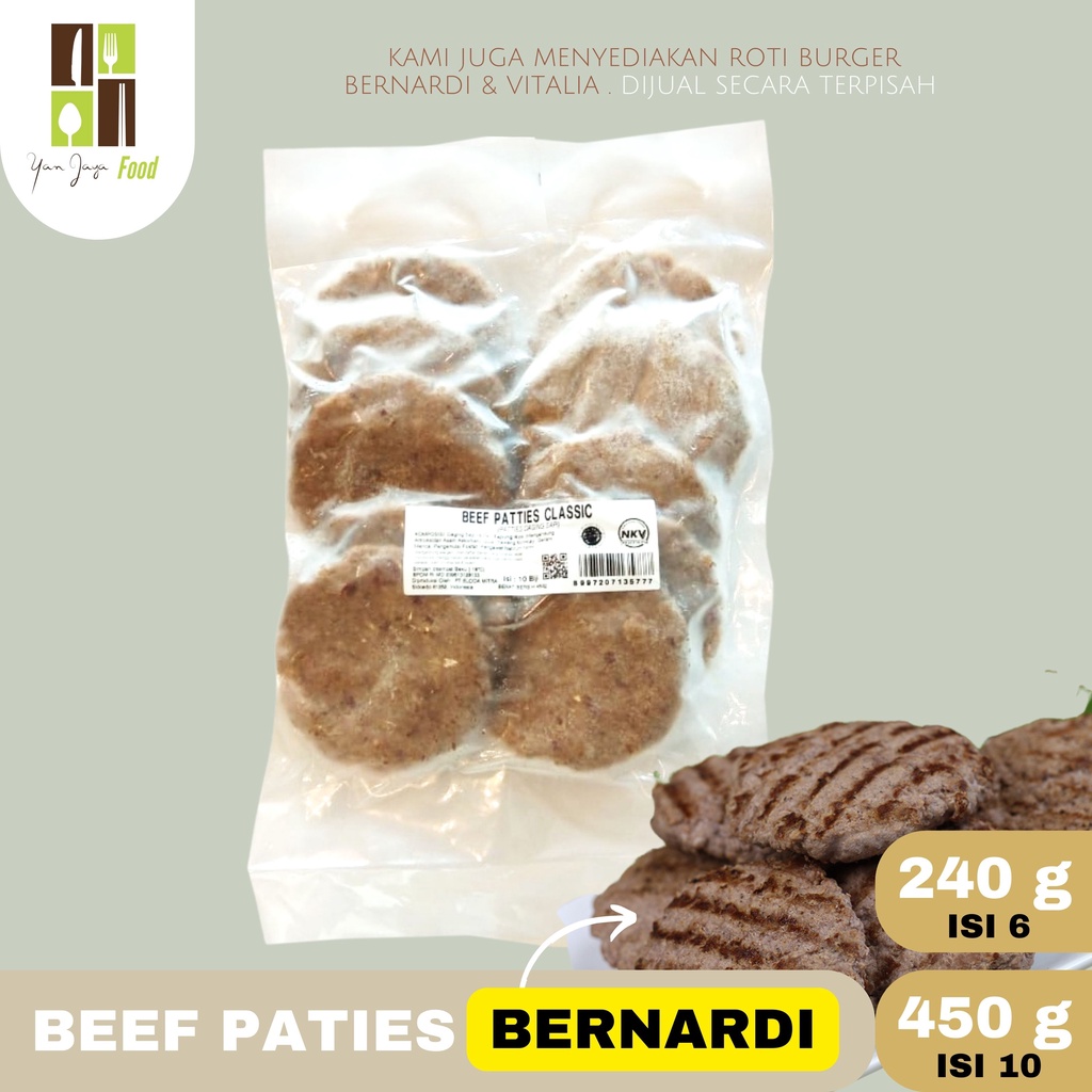 Jual Beef Patties Classic Bernardi Isian Burger Isi 6 [240G] / isi 10 ...