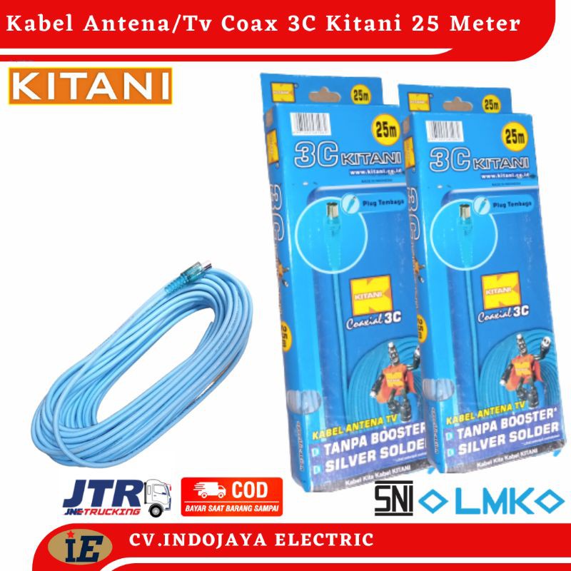 Jual Kabel Antena TV Coaxial 3C Kabel Panjang 25 Meter Kawat Tembaga Kabel Antena Kabel antena ...