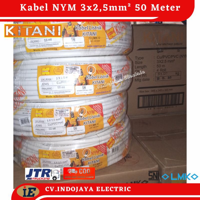 Jual Kabel NYM 3x2,5 mm² Kitani Kabel Panjang 50 Meter Kabel Listrik ...