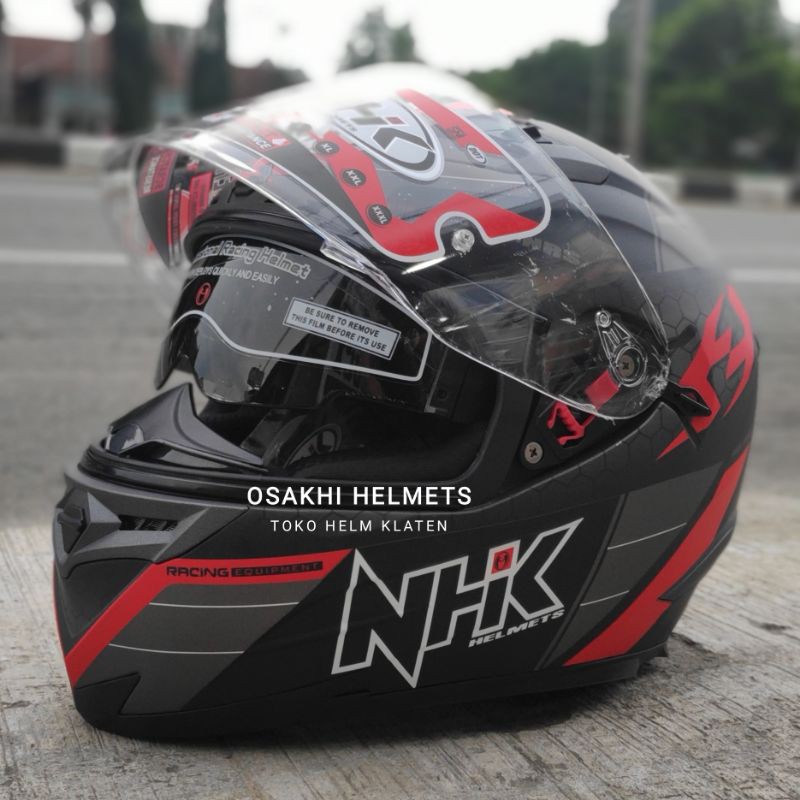 Jual NHK RX9 Navy Black Red Doff Flat Visor Lengkap dengan Push Pin ...