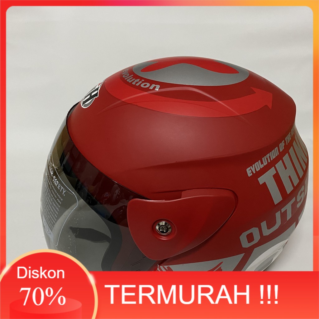 Jual 3.3 Helm Evo Outside Merah Silver Helem Helmet SNI Dewasa | Shopee ...