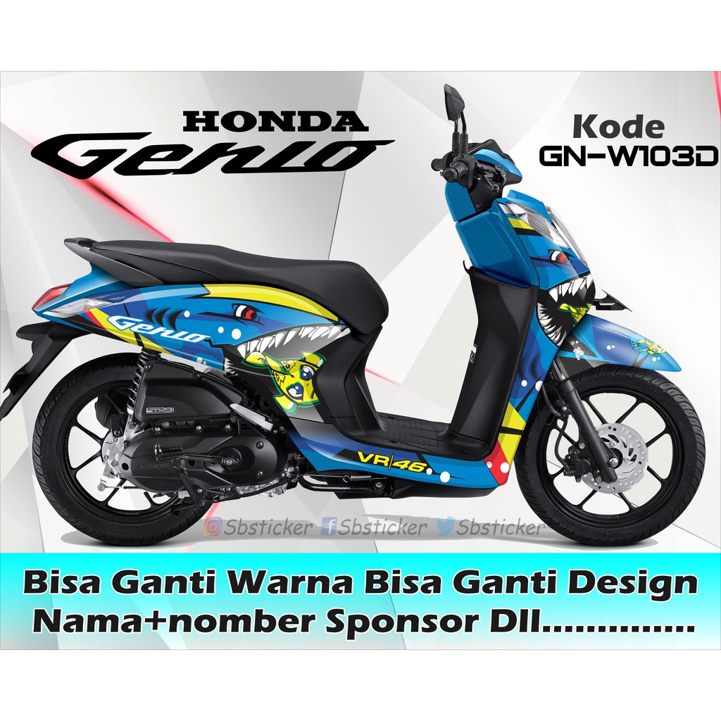 Jual decal sticker stiker genio shark full body custom honda genio ...
