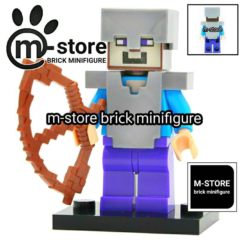 Jual brick mini craft steve in iron armour iron armor mini toy figure ...