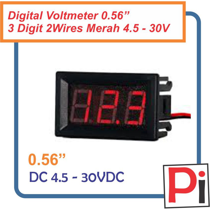 Jual Digital Voltmeter 0.56" + Frame DC 4.5 - 30V DC Dua Kabel Warna Merah | Shopee Indonesia