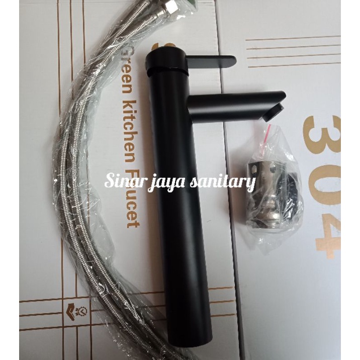 Jual Kran wastafel 30cm black panas dingin stainless / Kran wastafel ...