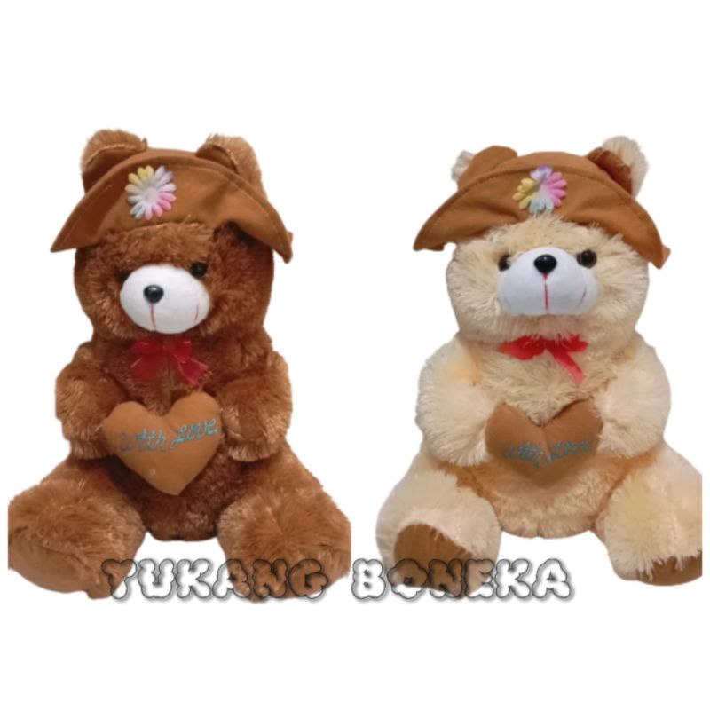 Jual Boneka Teddy Bear Love Topi Duduk Ukuran XL Tinggi 50cm | Shopee ...