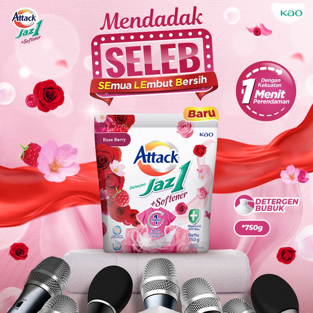 Jual Attack Jaz1 Rose Berry - Deterjen Bubuk + Softener Sabun Cuci Baju 750gr | Shopee Indonesia