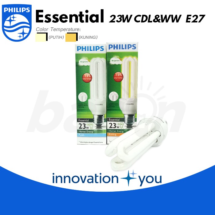 Jual PHILIPS ESSENTIAL 23W E27 | Lampu Hemat Energi | Putih atau Kuning ...