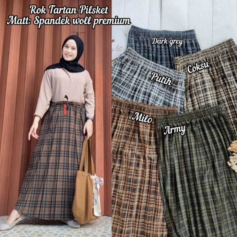 Jual ROK TARTAN PLISKET KOREAN STYLE KEKINIAN / ROK KOTAK PLISKET JUMBO ...