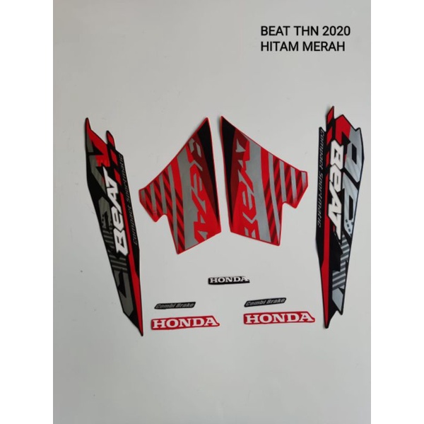 Jual striping motor Honda Beat tahun 2020 warna hitam merah | Shopee ...