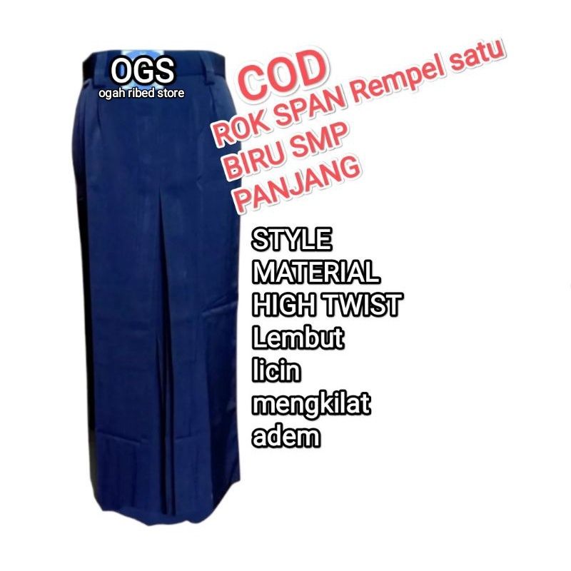 Jual Seragam Sekolah ROK SPAN BIRU SMP Rempel 1 tanpa karet pinggang# ...